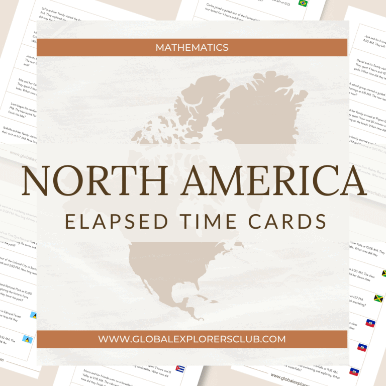 North America: Elapsed Time Task Cards - The Global Explorers Club